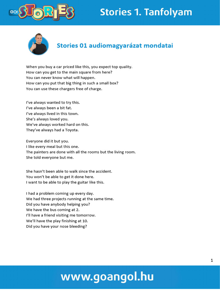 Stories1 Mondatok | PDF | Language Arts & Discipline