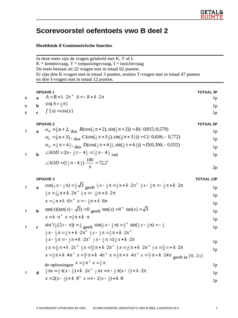 GR12 VB2 H08 Oefentoets Scorevoorstel | PDF