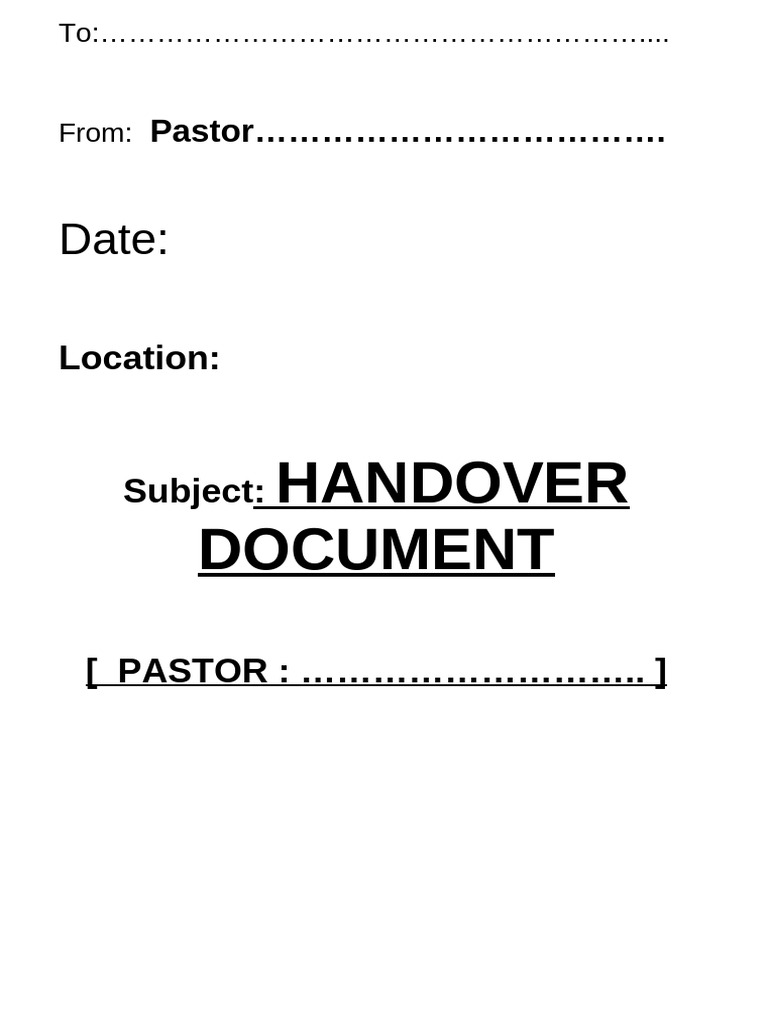 Church Handover Report Template | PDF