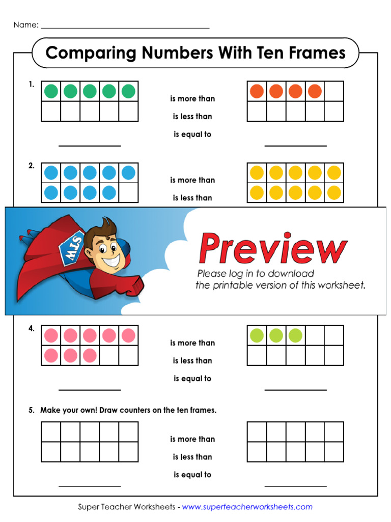 Comparing Numbers With Ten Frames | PDF