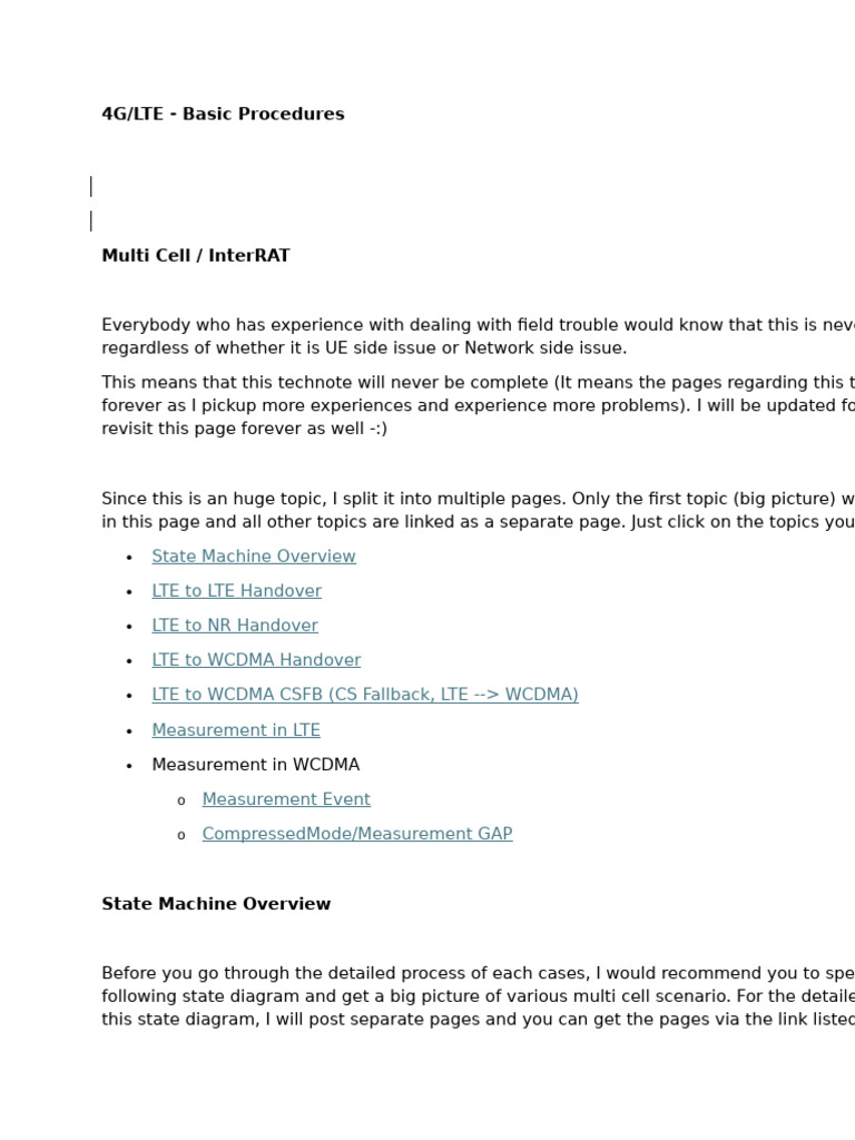 4G LTE Basic Procedure | PDF