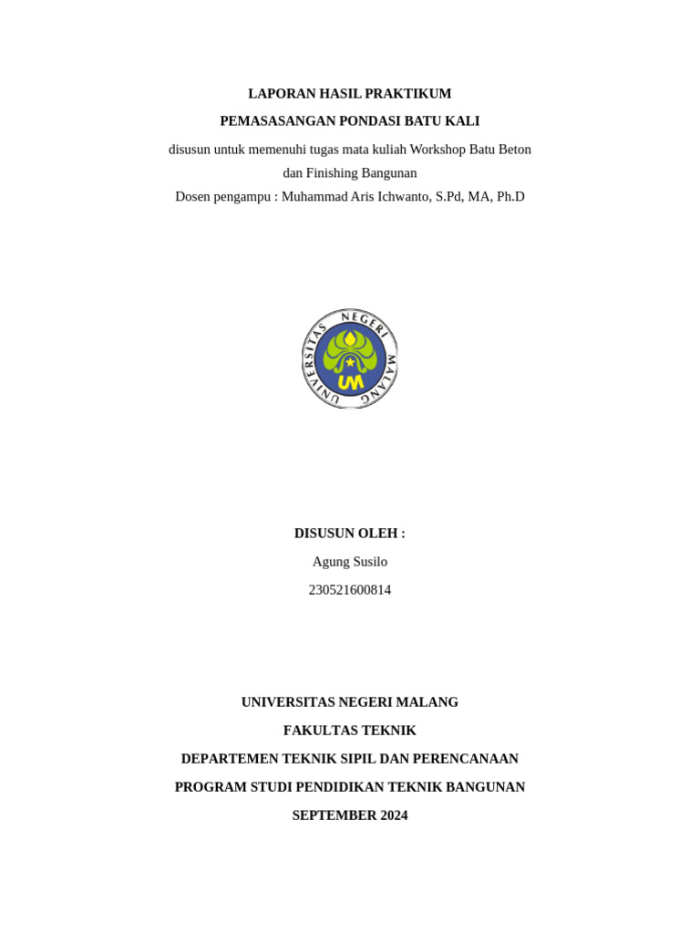 Laporan Praktikum Pemasangan Pondasi | PDF