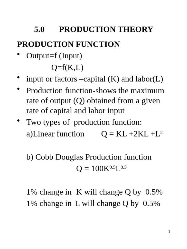 Chap 4 Production Theory ECO701 | PDF | Production Function | Factors ...
