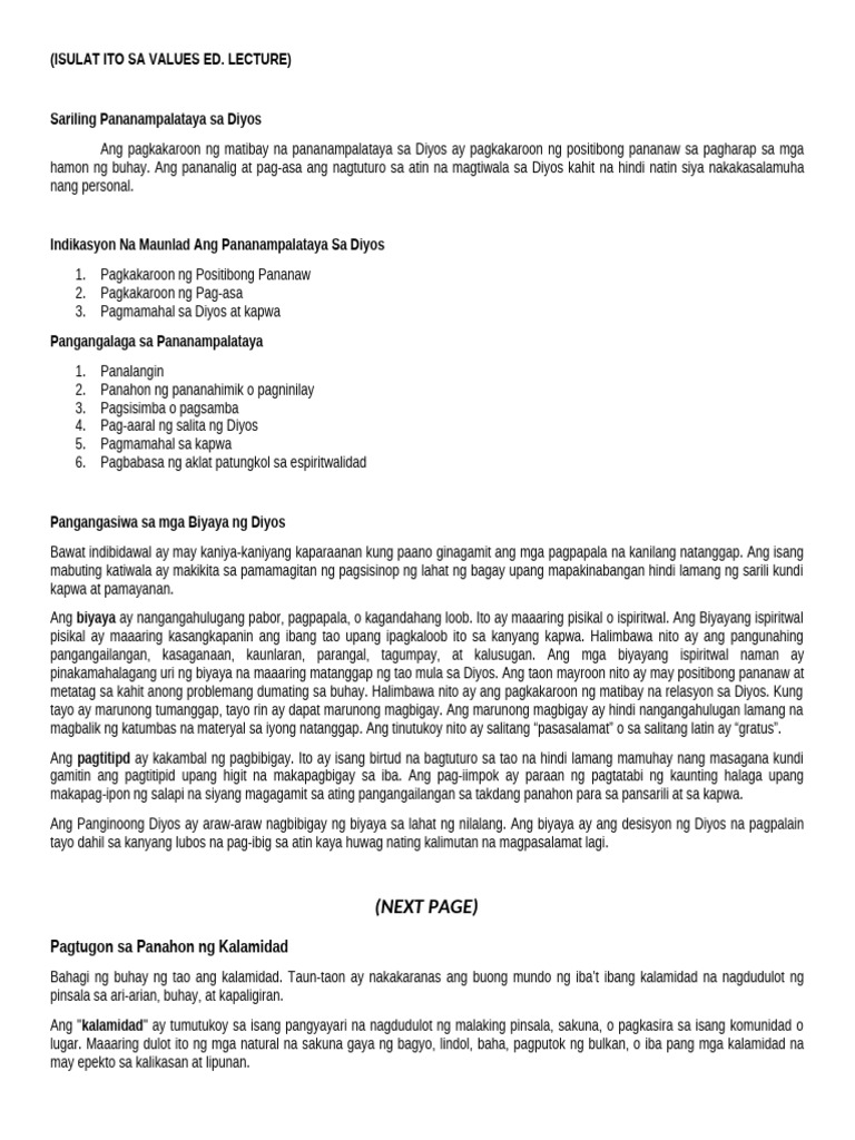 Values Ed Lect | PDF