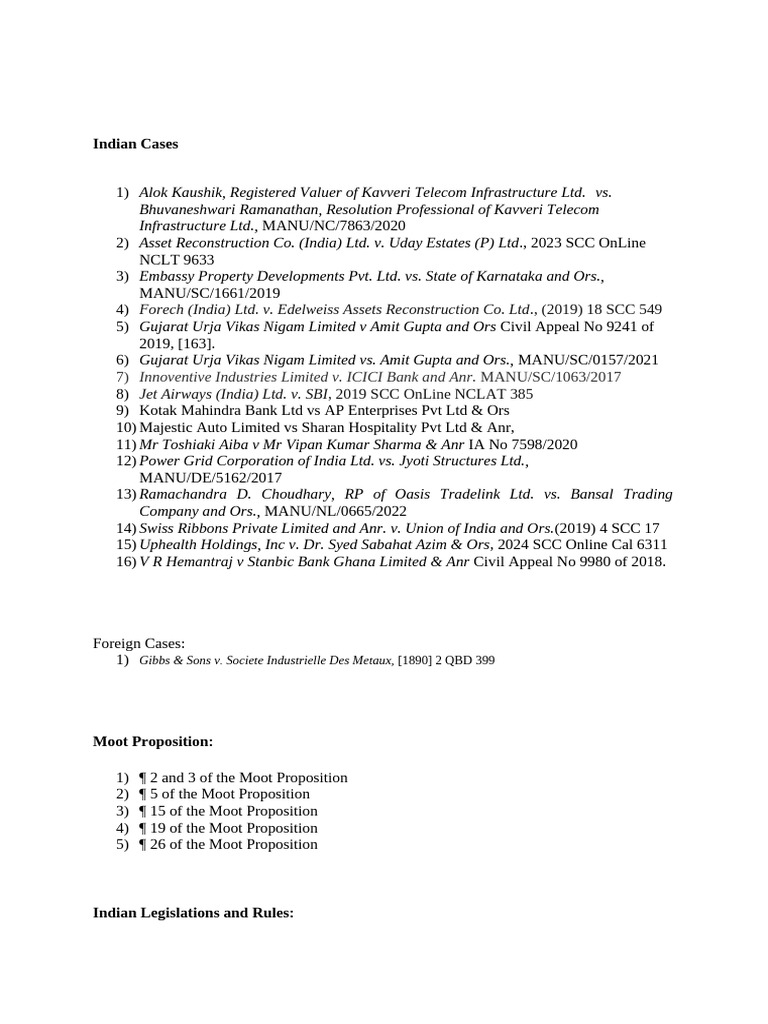 Key Indian Insolvency Cases and Laws | PDF | Insolvency | Bankruptcy