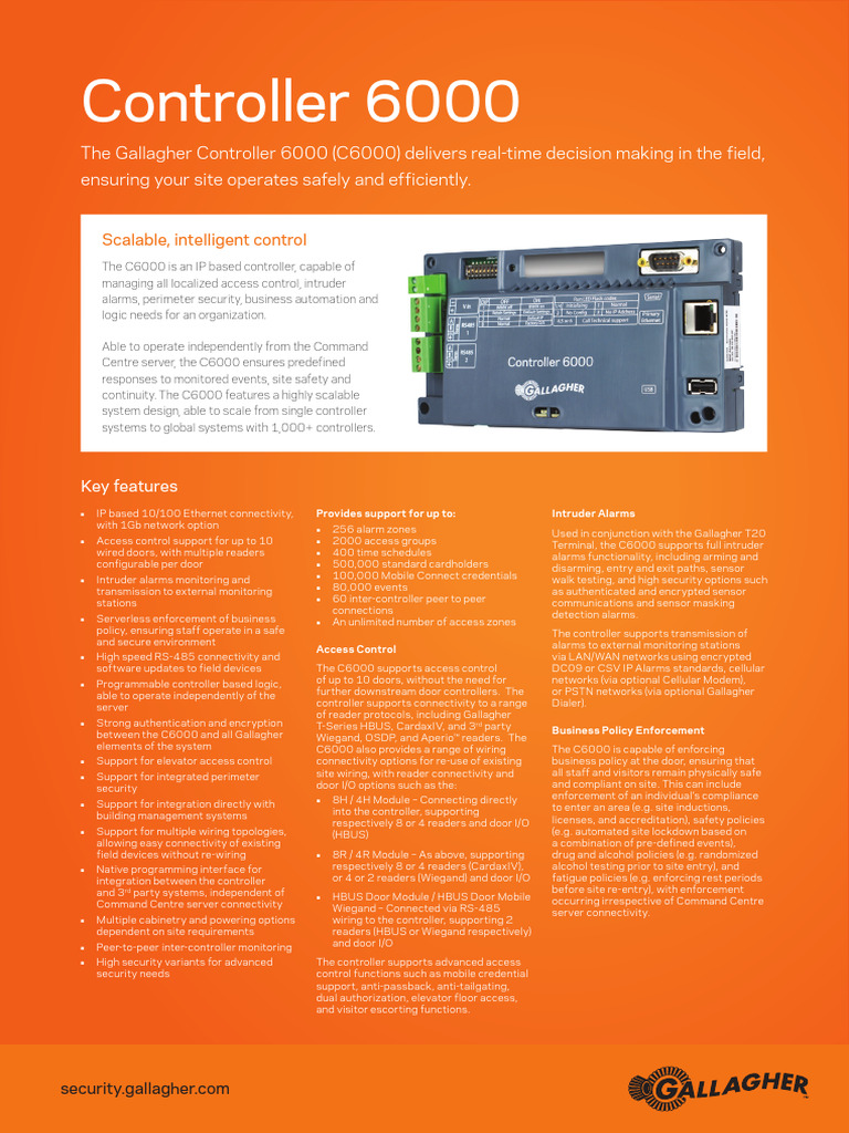 Controller 6000 Datasheet | PDF | Access Control | Computer Network