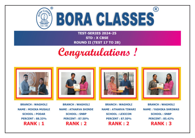 Musale Classes Test Results 2024-25 | PDF