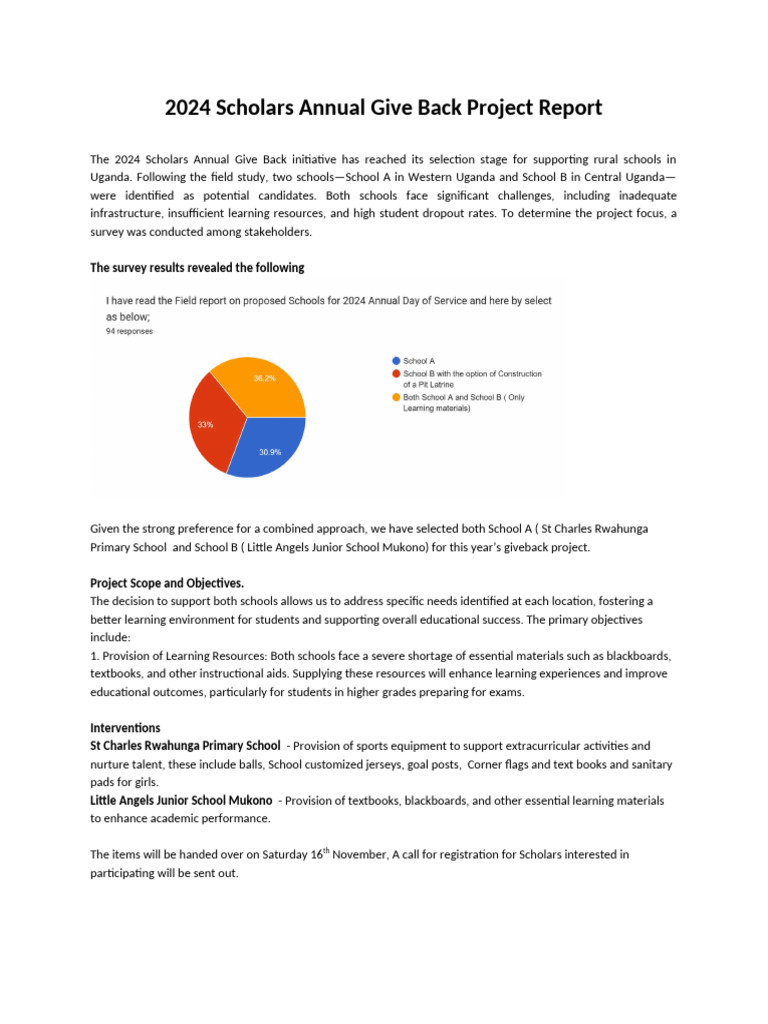 2024 Give Back Project Report: Uganda Schools | PDF | Social Science ...