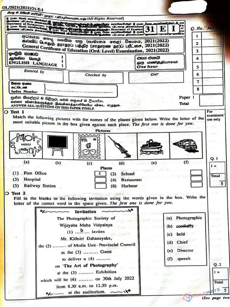 2021 OL English Paper | PDF