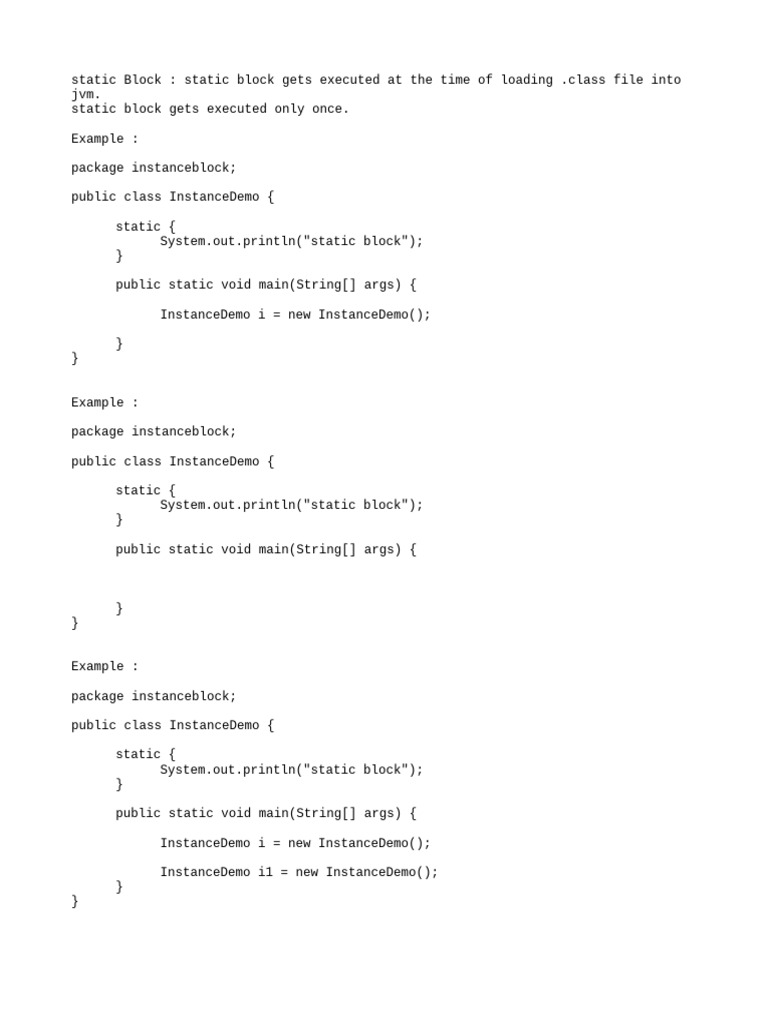Static Block | PDF | Teaching Methods & Materials | Computers