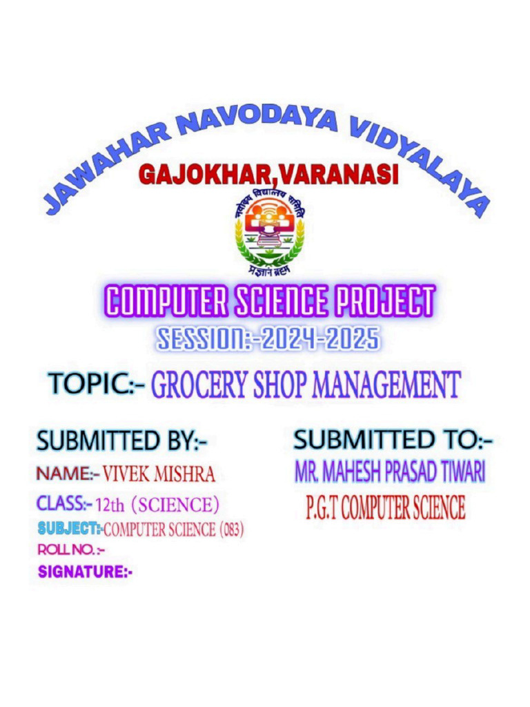 Grocery Shop Management System | PDF