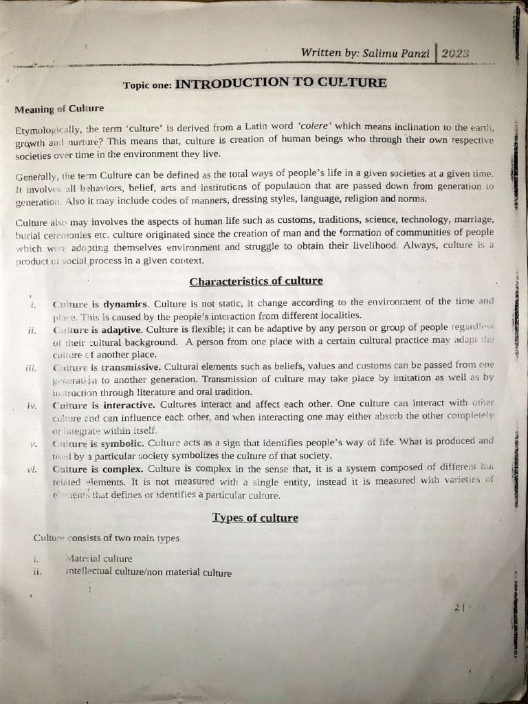 Civics-Introduction To Culture | PDF