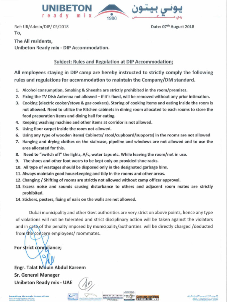 NOTICE FOR DIP ACCOMMODATION AUG2018 | PDF