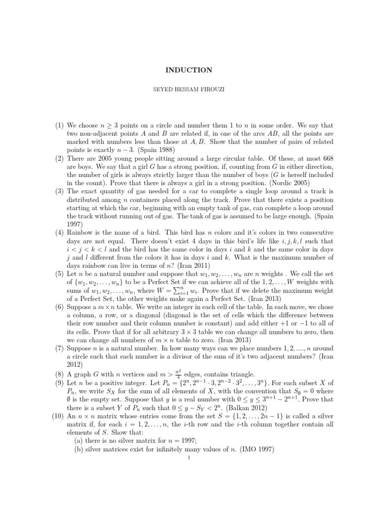 Induction | PDF | Numbers | Combinatorics