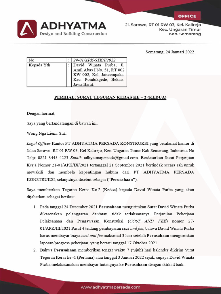 Teguran Keras Ke-2 untuk David Winata | PDF
