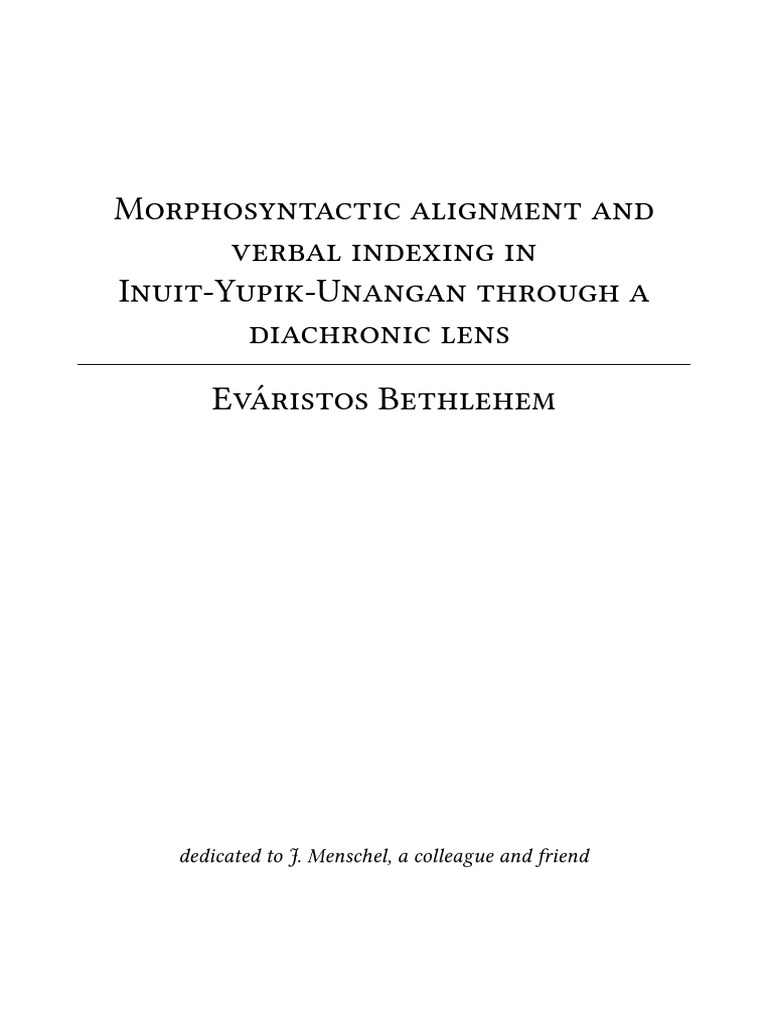 Morphosyntactic Alignment and Verbal Ind | PDF | Eskimo | Linguistics