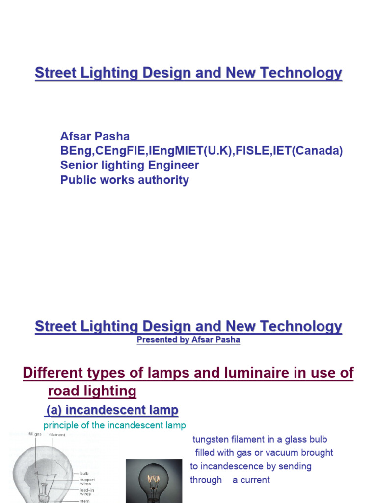Street Lighting Design: Lamp Technologies | PDF | Fluorescent Lamp ...