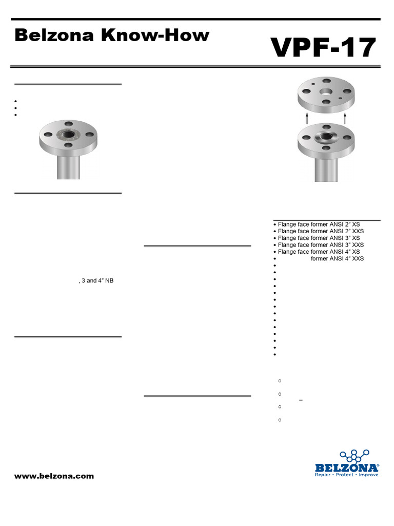 VPF-17 - For Forming Raised Flange Faces With Belzona Flange Face Forming Kit | PDF | Industrial ...