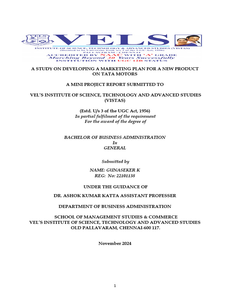 Guna Mini Project On Tata Motors With Introduction 1 | PDF | Marketing | Digital Marketing