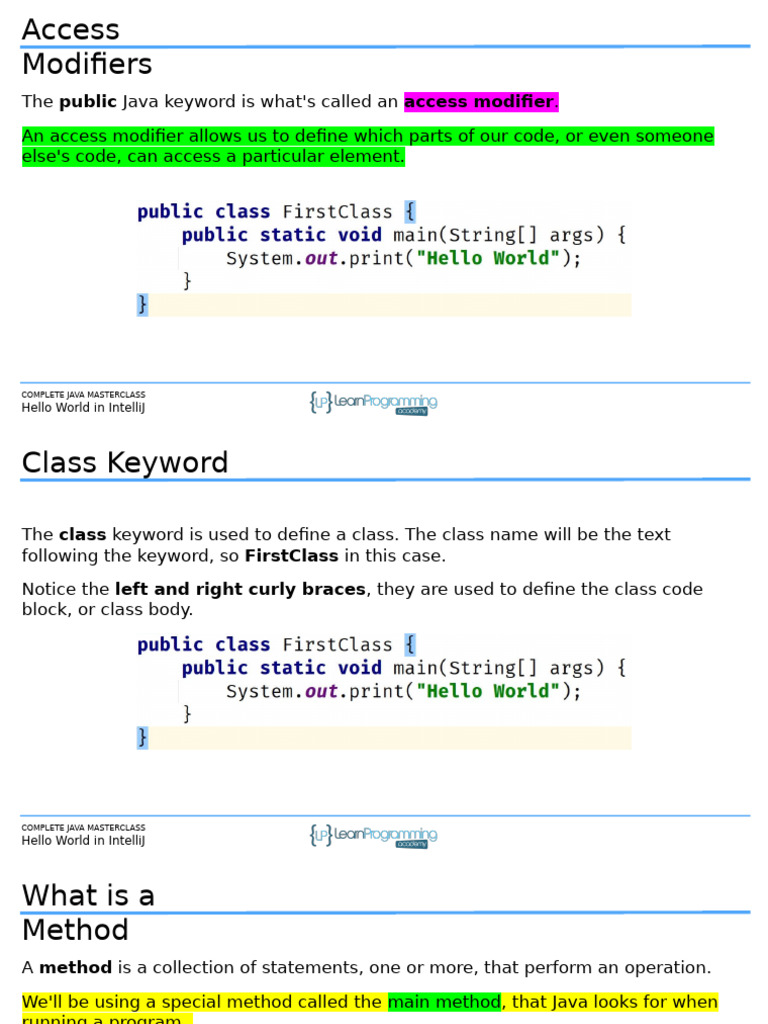 32 Slides IntelliJ Basics Hello World in IntelliJ | PDF