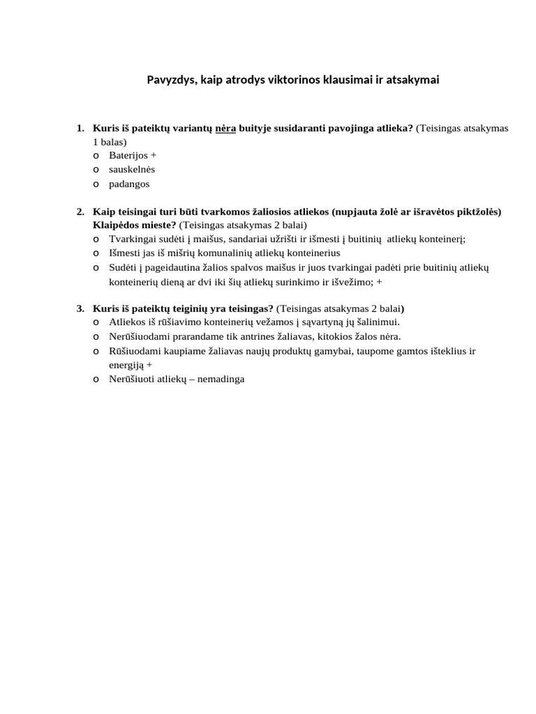 Pavyzdys Kaip Atrodys Klausimai | PDF