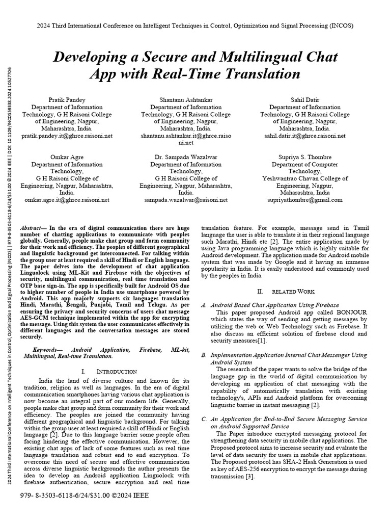Developing A Secure and Multilingual Chat App With Real Time ...