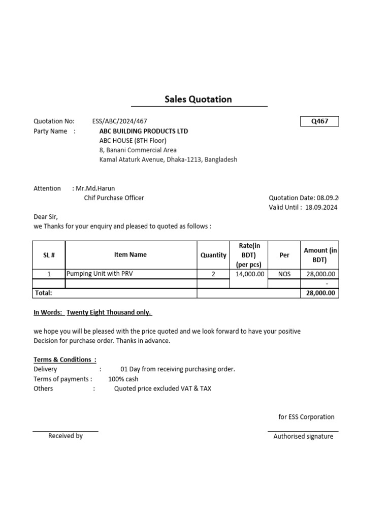 Ess Quotation Update One | PDF