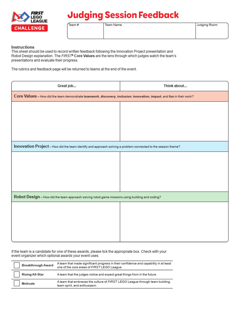 FLL Challenge Submerged Rubrics Color | PDF | Innovation | Cognition