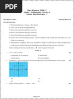 CBSE Sample Paper Class 10 Maths (Standard) 2025 Set 4 PDF Download PDF ...