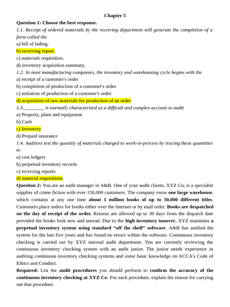 Chapter 5 Inventory Management | PDF | Inventory | Audit