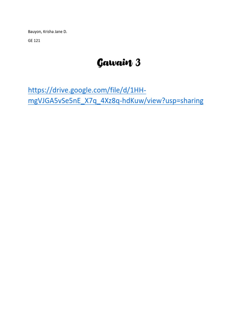Gawain 3 - Krisha Bauyon | PDF