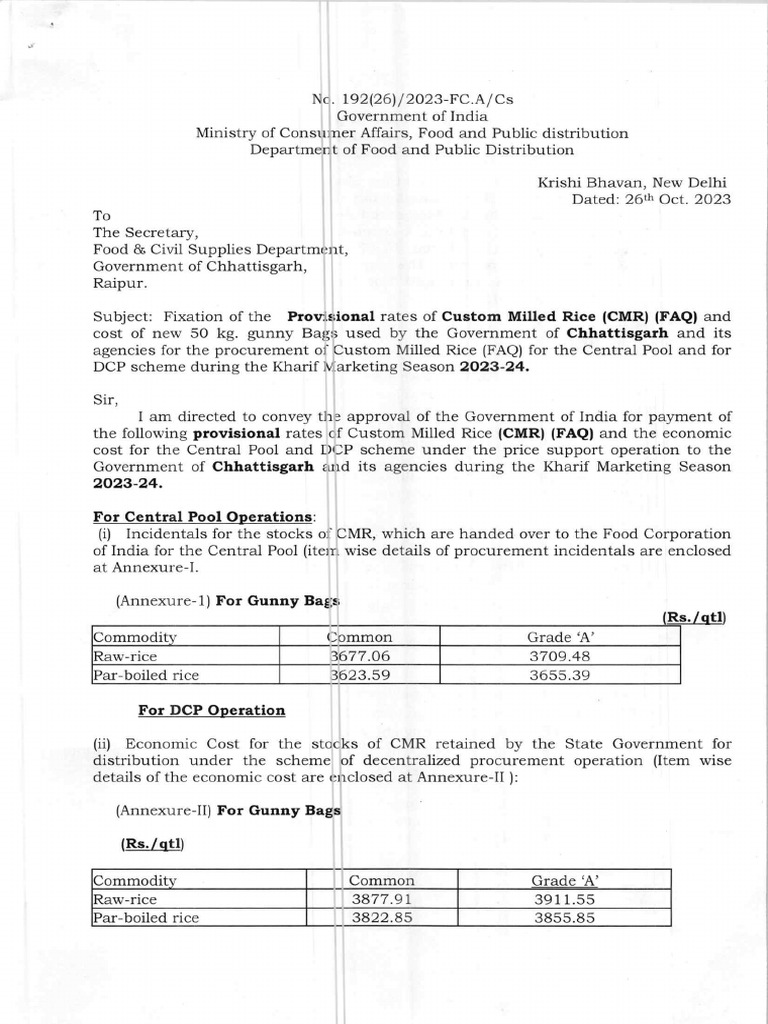 PCS Chhatisgarh KMS 2023-24 | PDF