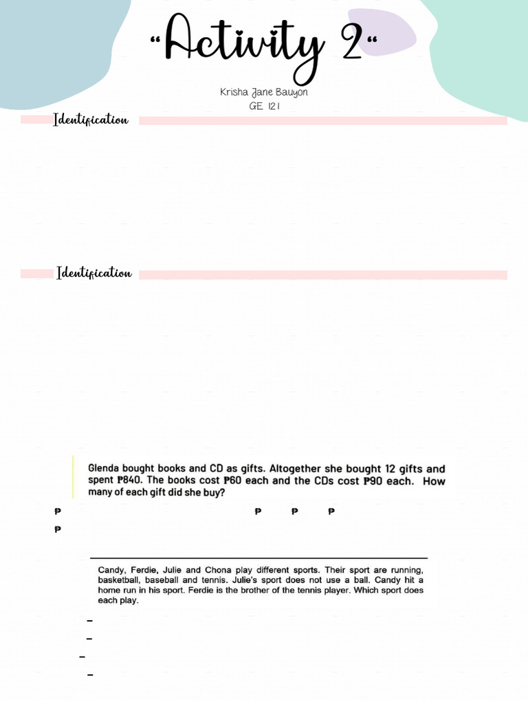 Activity - Krisha Jane Bauyon | PDF