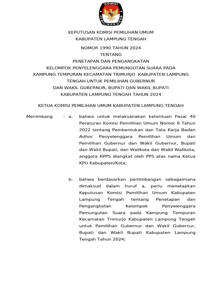 3 SK Pengangkatan Kpps | PDF