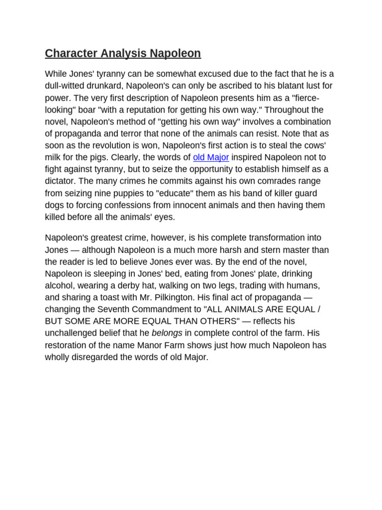 Character Analysis Napoleon | PDF | Mystery, Thriller & Crime Fiction