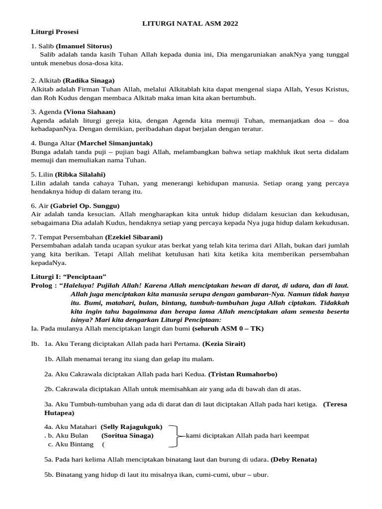 Liturgi Natal Asm 2022 | PDF