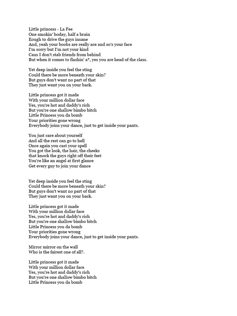 Little Princess Lyrics Analysis | PDF | Mystery, Thriller & Crime Fiction