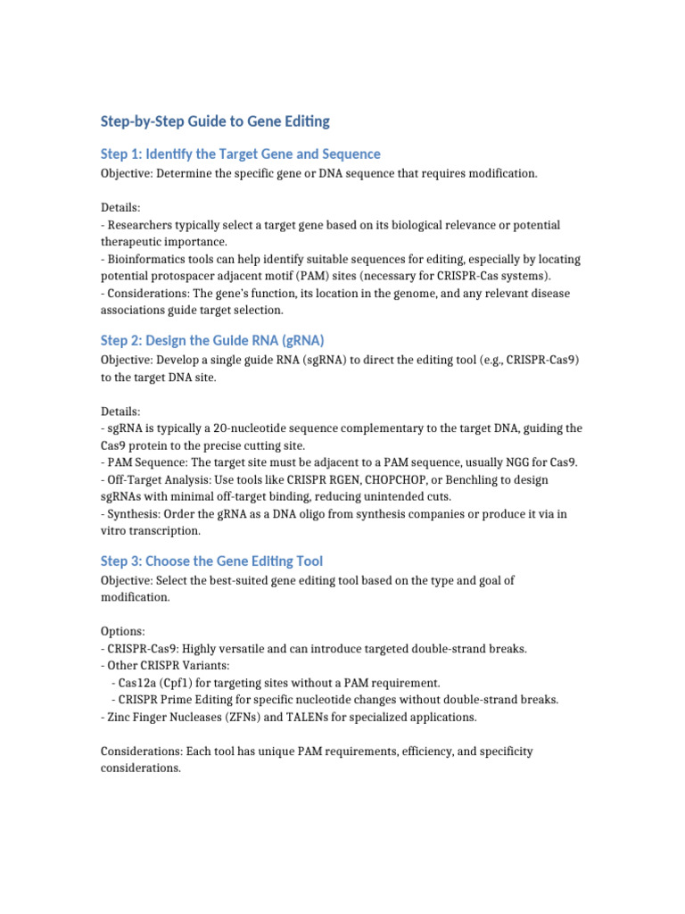 Step by Step Guide To Gene Editing | PDF | Crispr | Gene