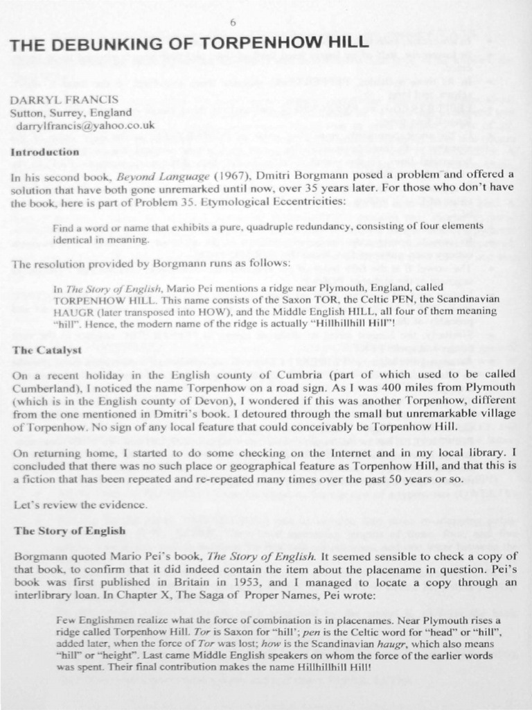 The Debunking of Torpenhow Hill | PDF