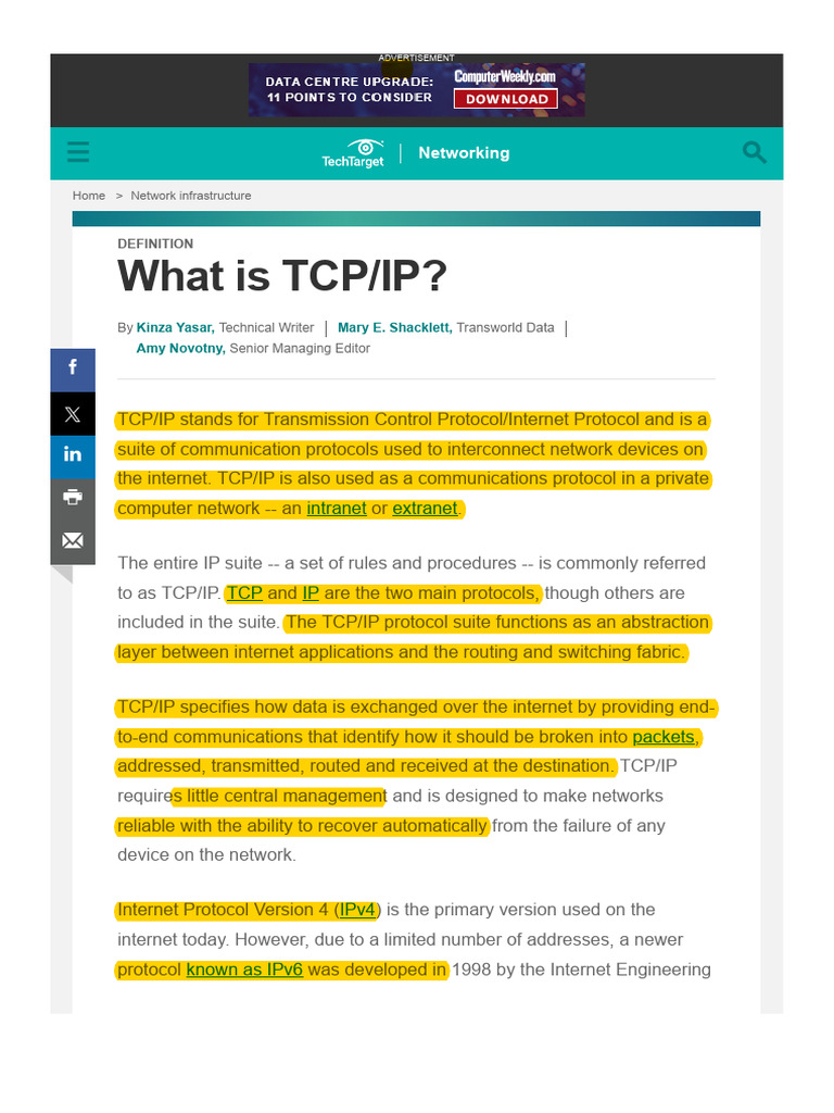What Is Tcp Ip And How Does It Work Techtarget Pdf Internet