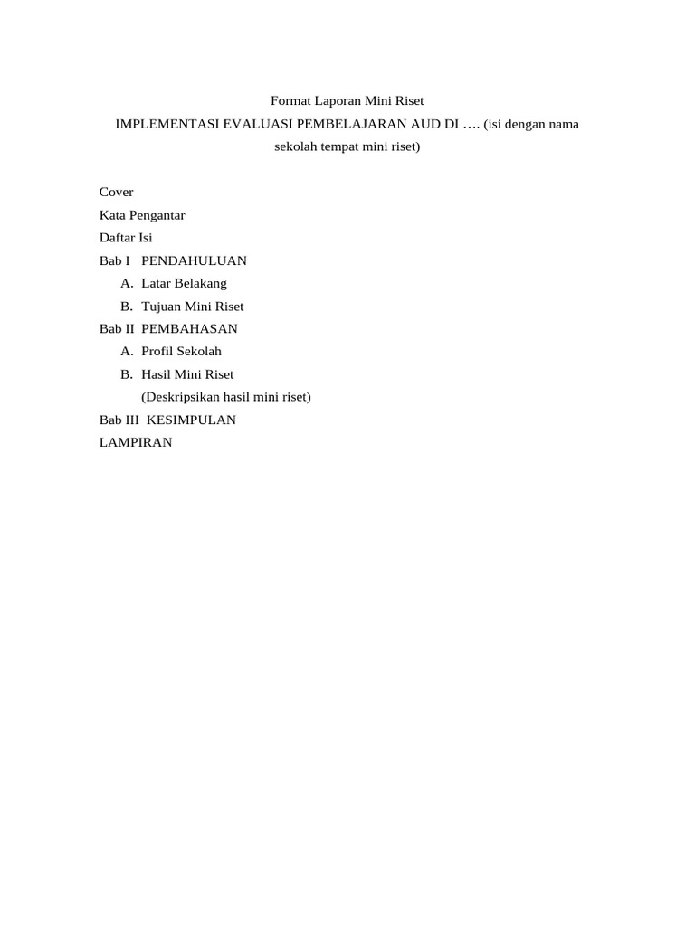 Format Laporan Mini Riset | PDF