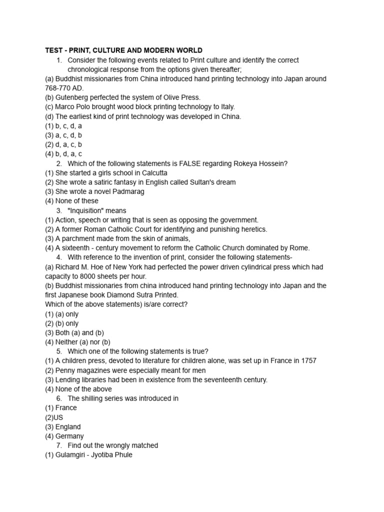 Test - Print, Culture and Modern World | PDF | Printing