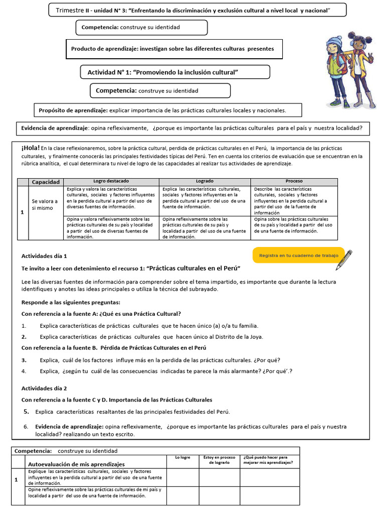 Prácticas Culturales en Perú | PDF | Aprendizaje | Evaluación