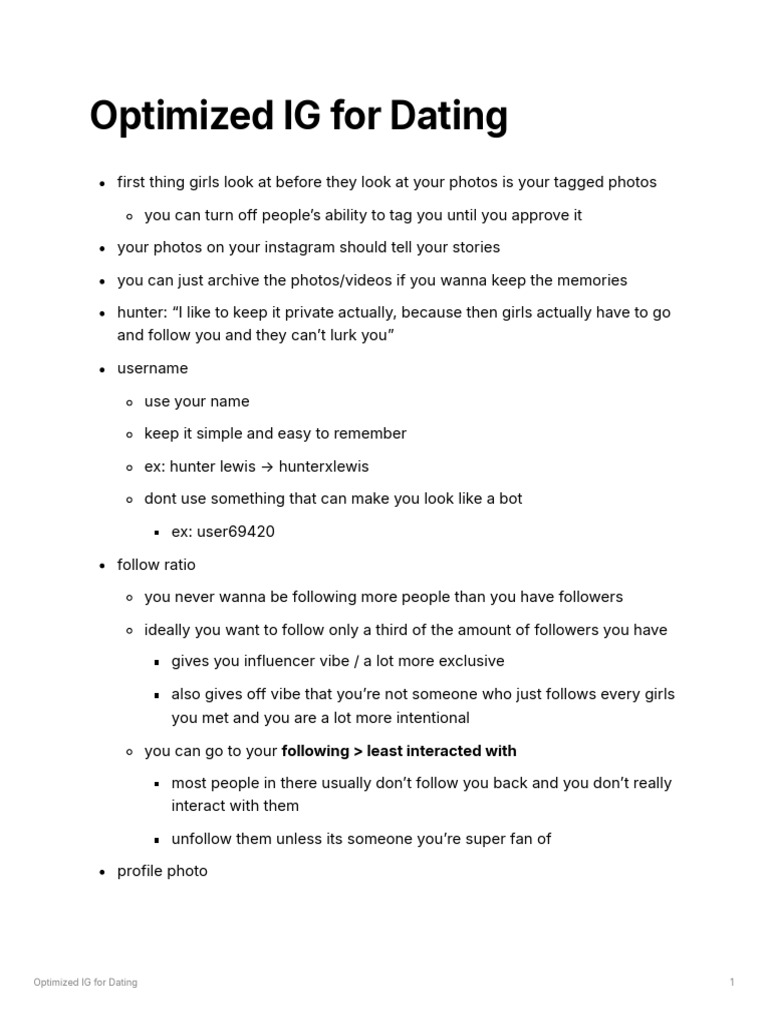 Optimized IG For Dating | PDF