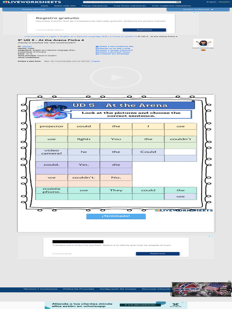 Ejercicio de 5º UD 5 - at The Arena Ficha 4 | PDF | Informática | ciberespacio