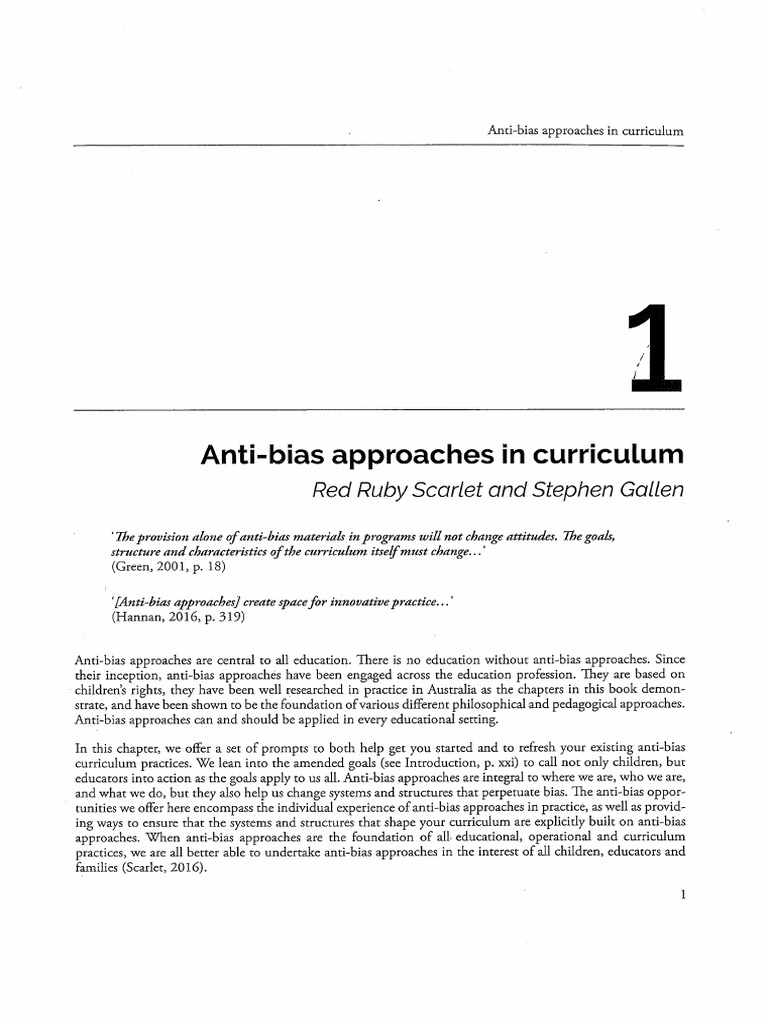 Anti-Bias Approaches in Curriculum | PDF