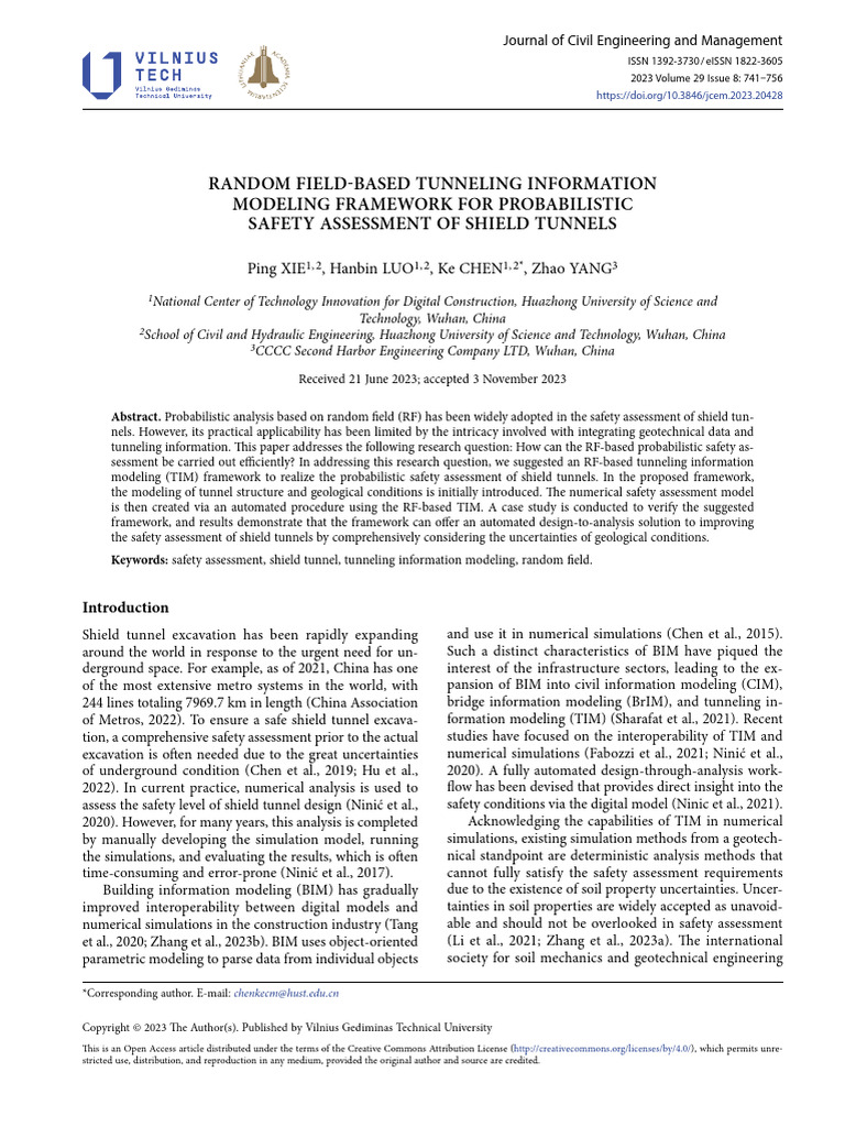 Random Field-Based Tunneling Information Modeling | PDF | Normal Distribution | Simulation