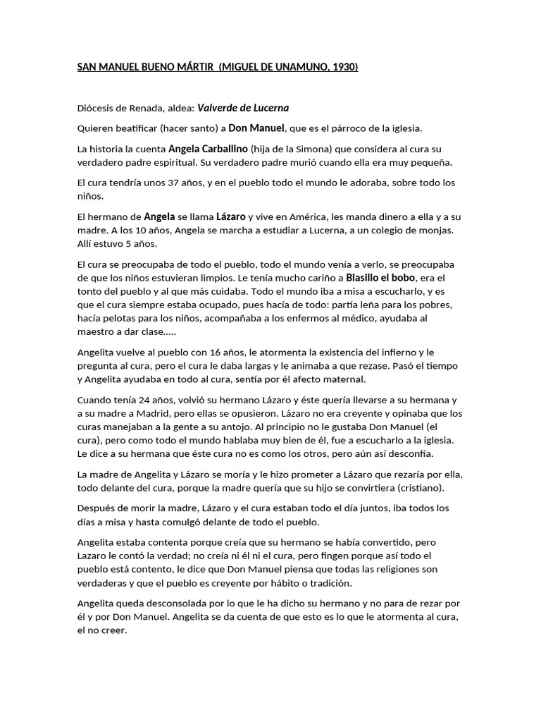 Fe y Duda en San Manuel Bueno Mártir | PDF