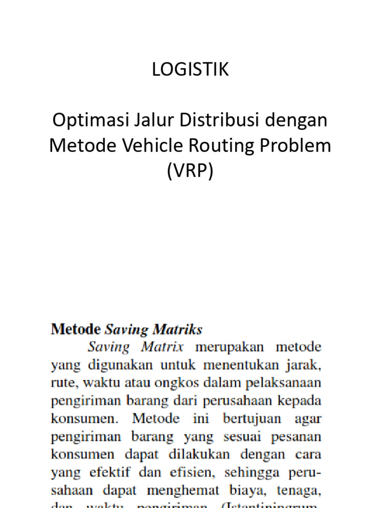 LOGISTIK VRP | PDF | Teknologi & Rekayasa