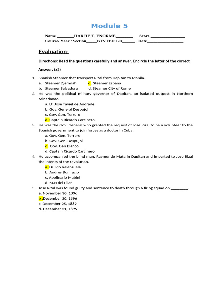 Rizal Module 5 | PDF